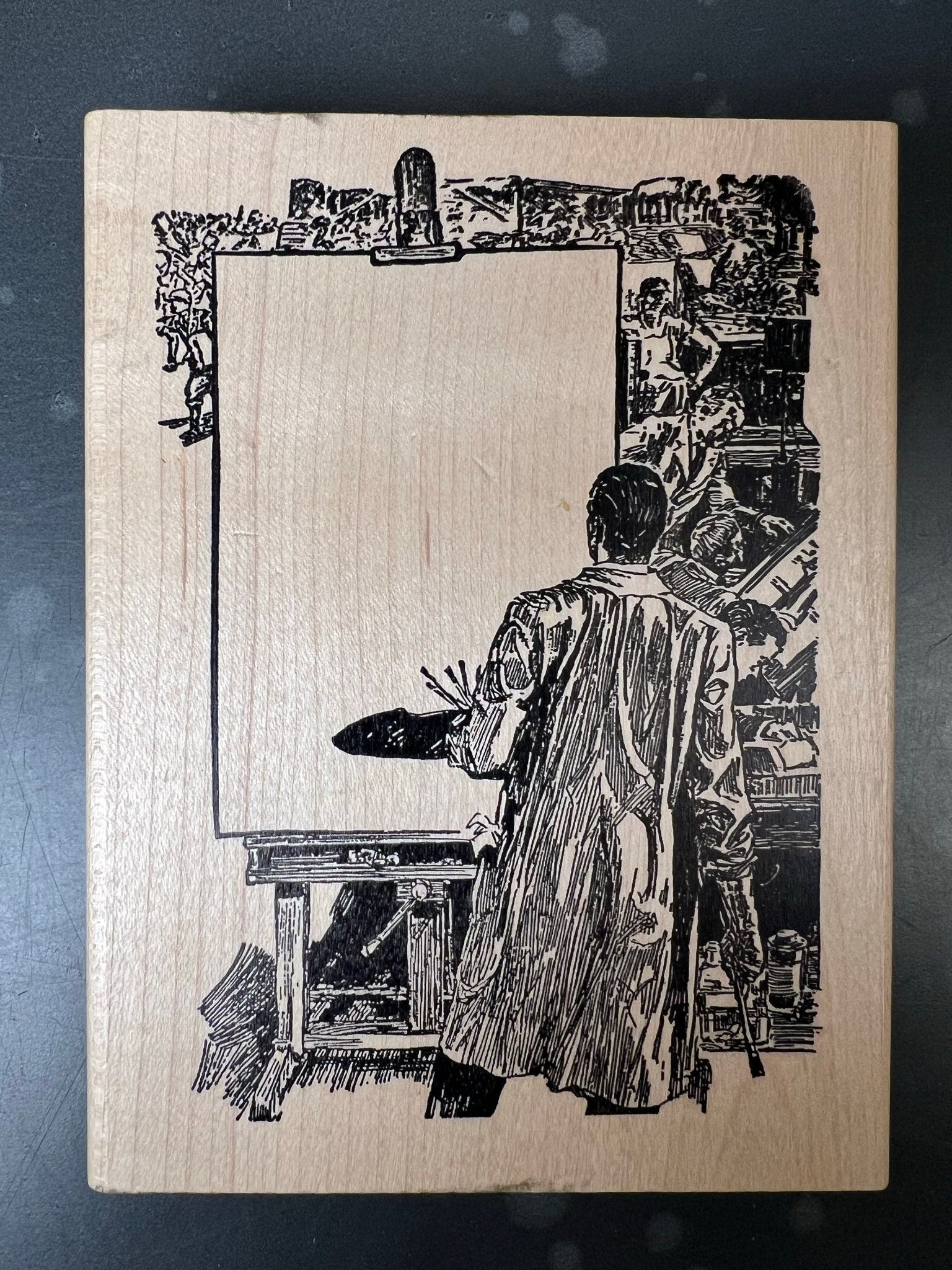 Vintage Rubber Stamp Rare Stampland Painter and Easel - Etsy