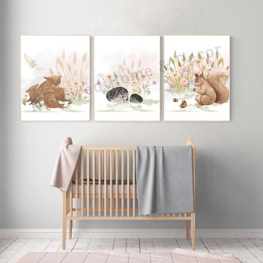 Meadow Creatures Set of 3 - Home Decor - Art Prints - Forest Animal ...