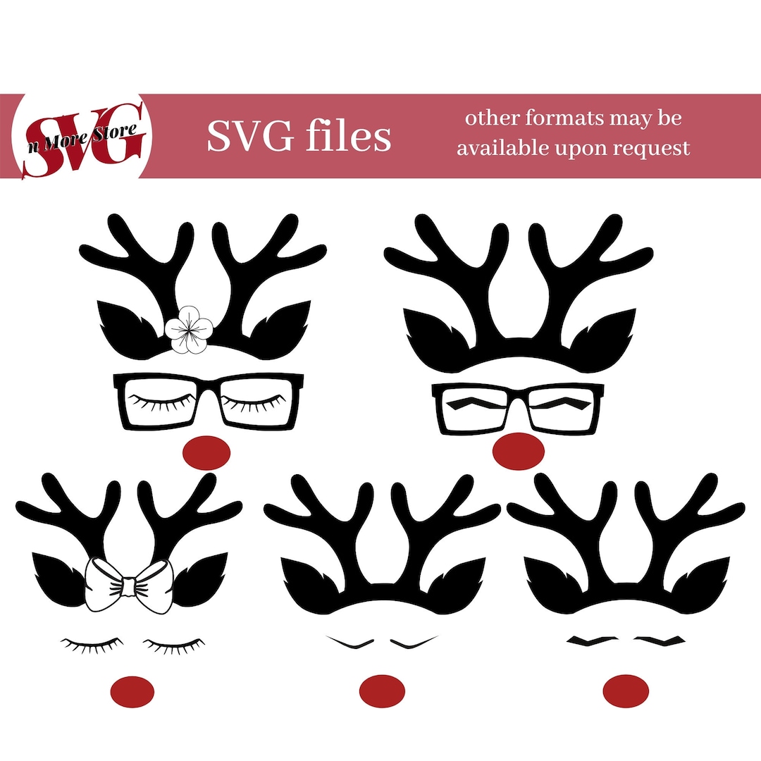 Reindeer Faces SVG Dasher, Dancer, Prancer, Vixen, Comet, Cupid, Donner ...