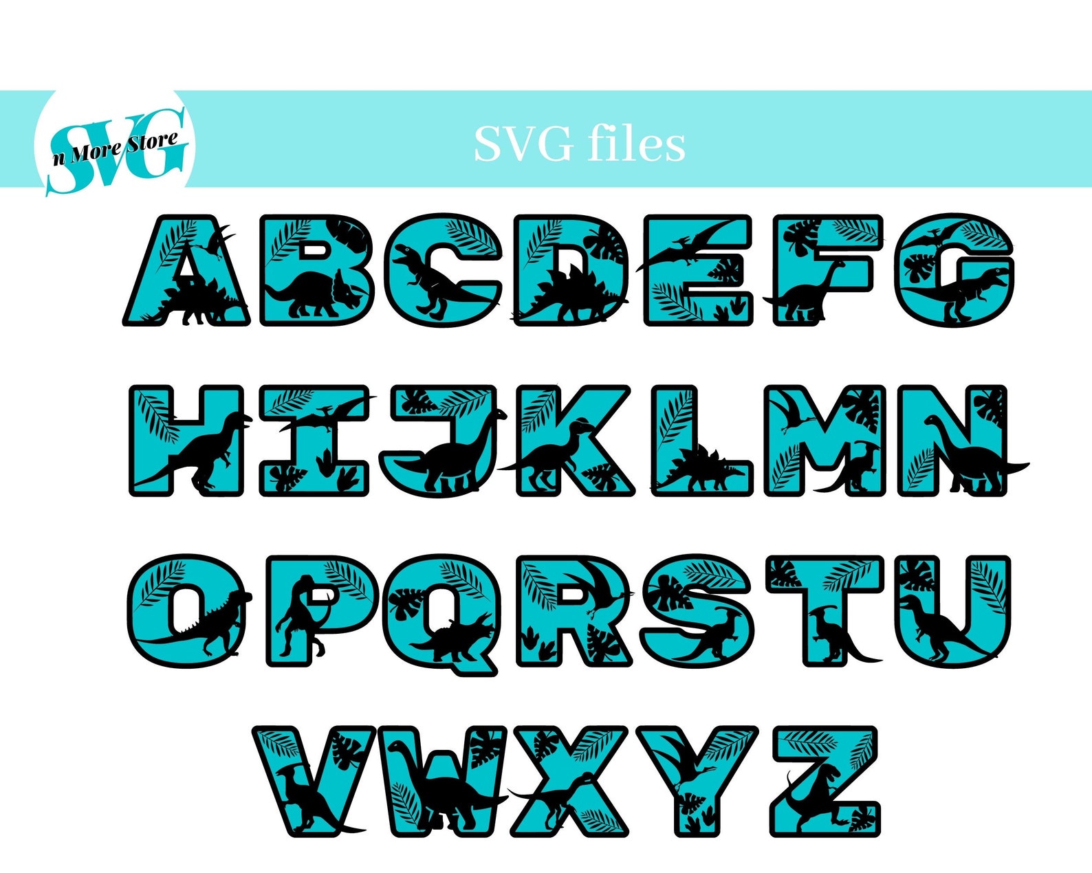 Dinosaur Alphabet SVG PNG, Dinosaur Letters SVG, Dinosaur Font ...