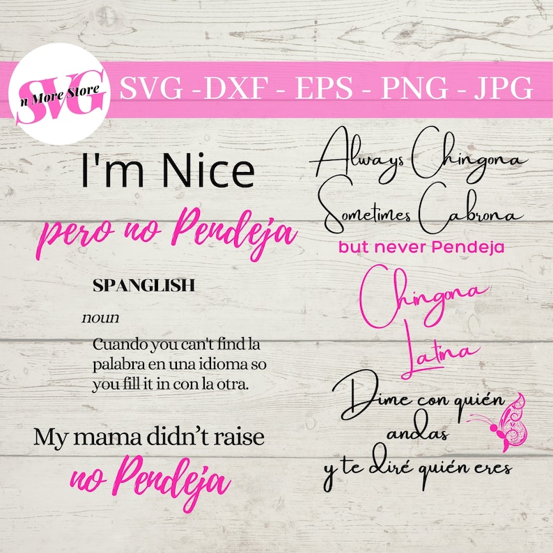 Funny Spanish Sayings Bundle of 6 SVG Chingona Latina - Etsy