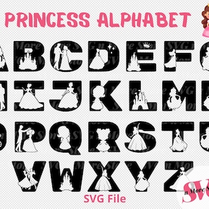 Princess, Alphabet Bundle SVG, Princess ABC Alphabet, Girl Birthday ...