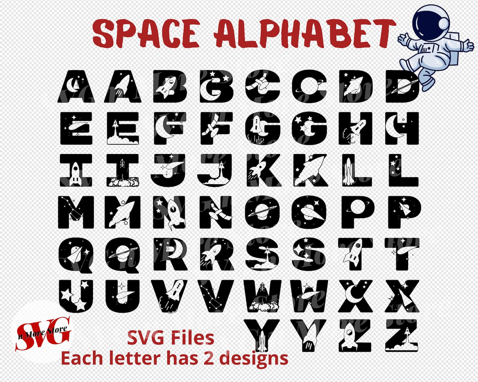 Space Alphabet Bundle SVG Space Ship ABC Alphabet Planets - Etsy