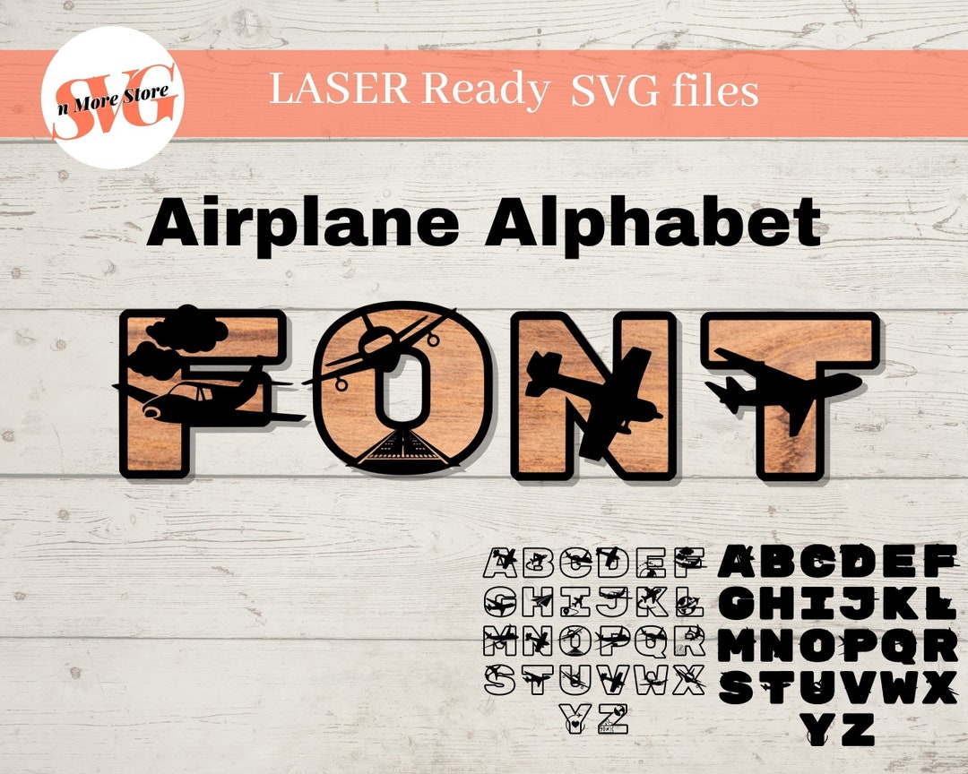 Airplane Alphabet SVG PNG, Airplane Letters SVG, Plane Font, Plane Cut ...