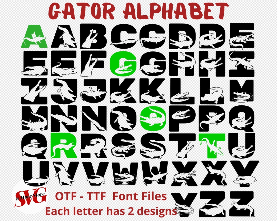 Alligator OTF TTF Font Files, Gator ABC Alphabet, Alligator Letters Svg ...