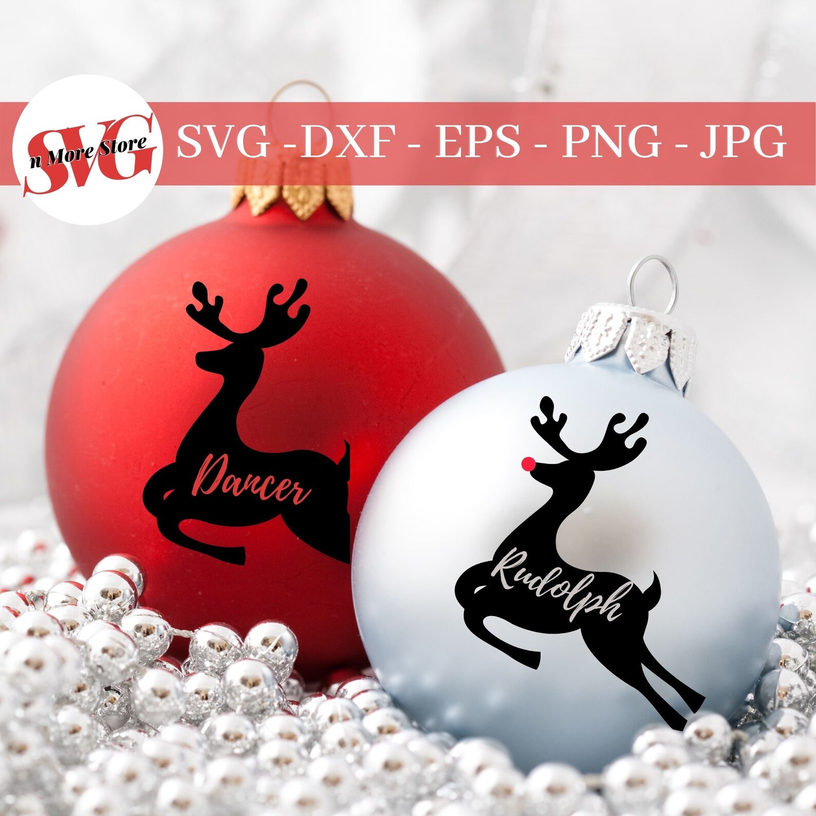 9 Santa's Reindeer SVG Dasher, Dancer, Prancer, Vixen, Comet, Cupid ...