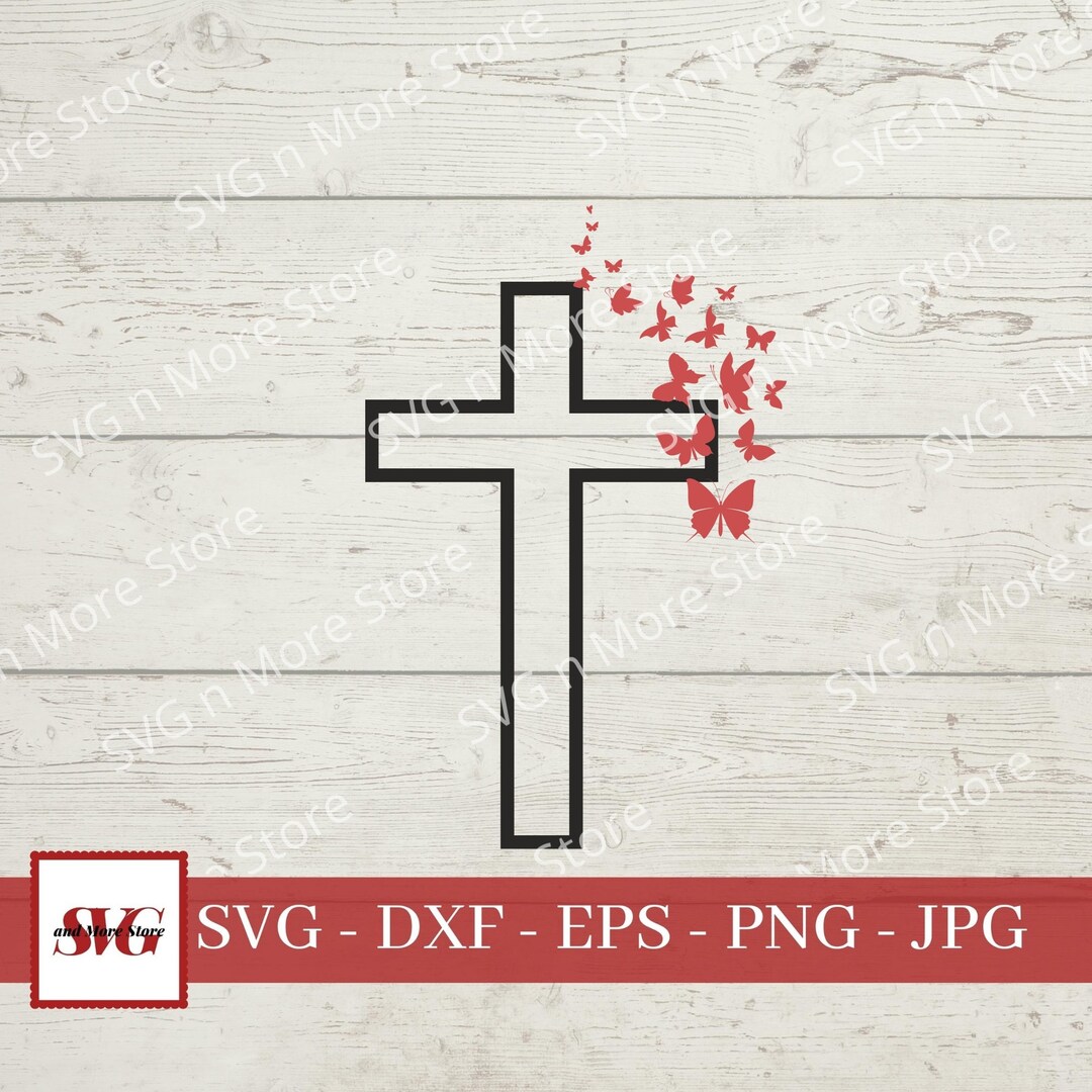 Cross and Butterflies SVG - Etsy