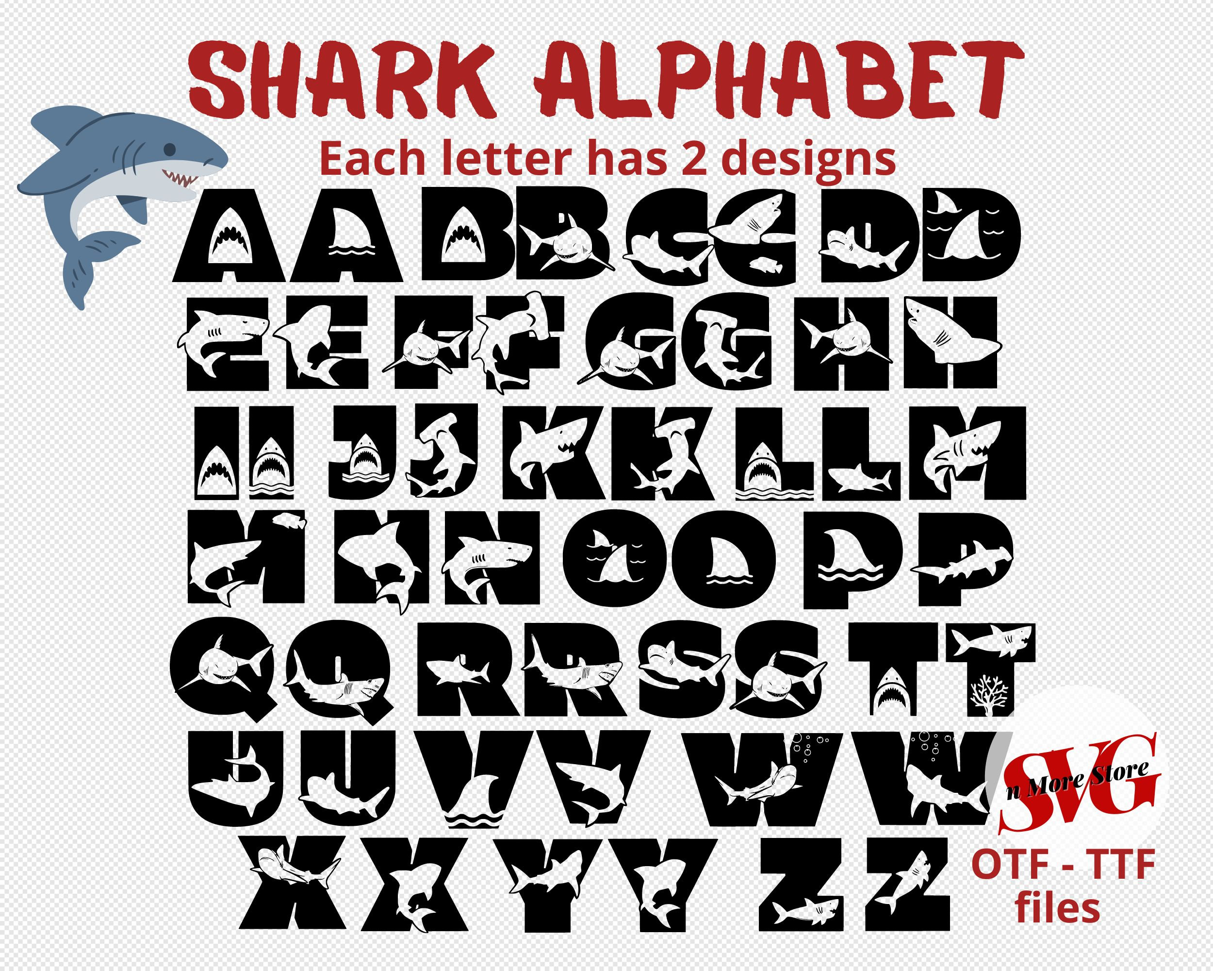 Shark Alphabet Bundle OTF TTF Font Files Sharks ABC Alphabet - Etsy