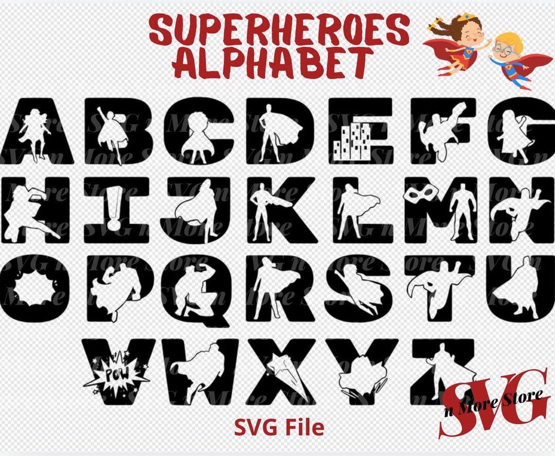 Superhero Alphabet Bundle SVG, Super Hero ABC Alphabet, Hero Letters ...