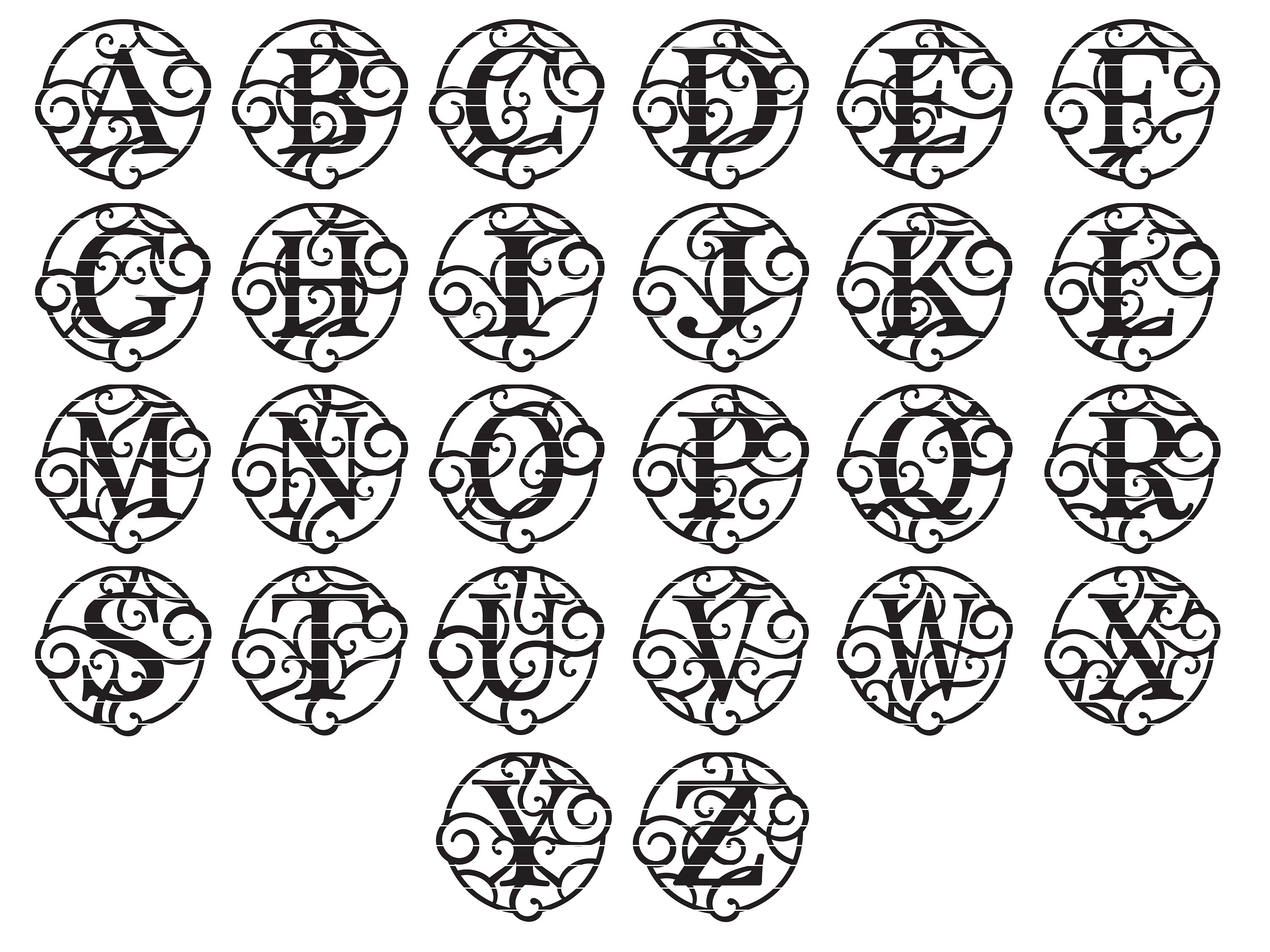 Swirl Letters Art for Layered Round Frame Sets ADD ON FILE - Etsy