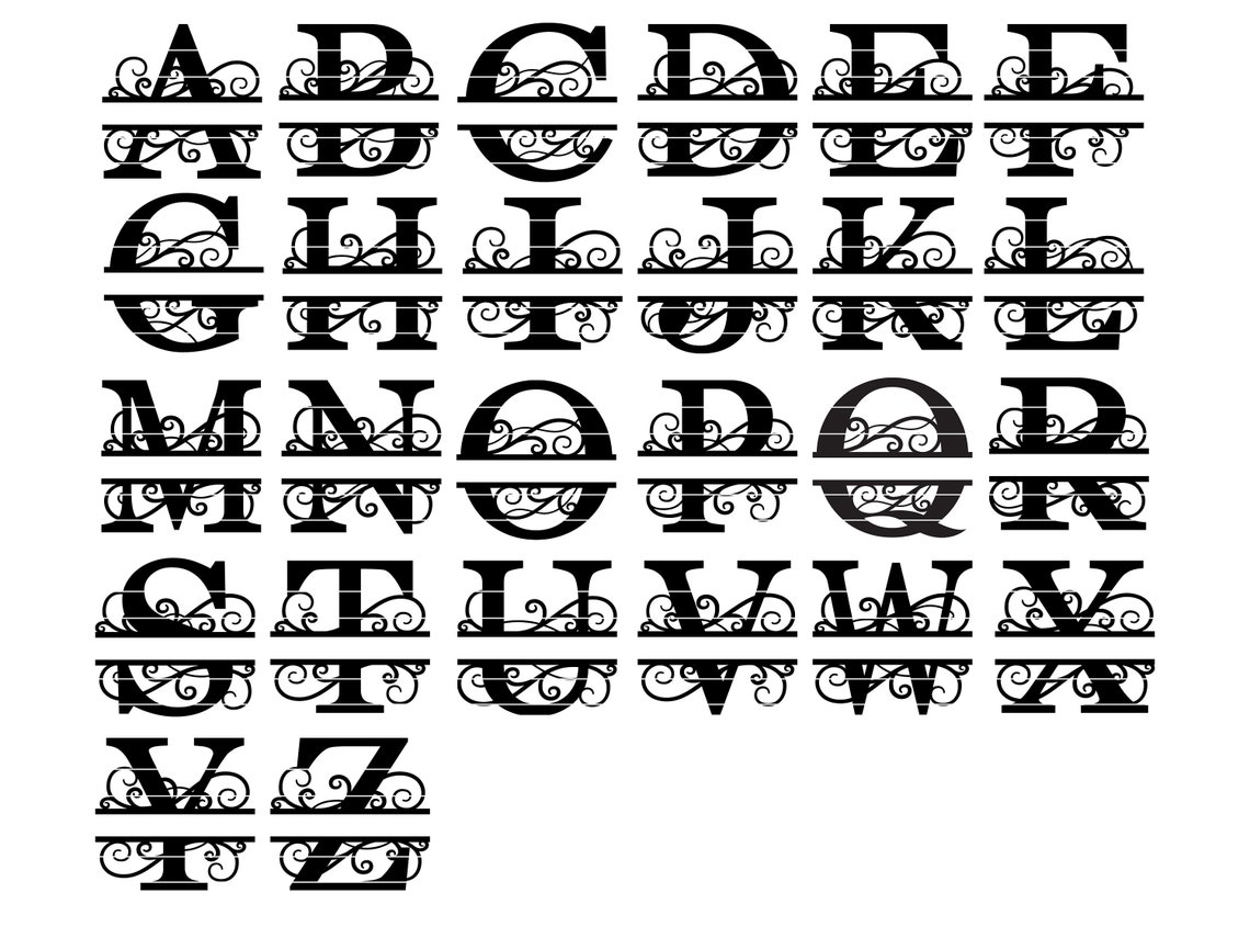 Split Letter Swirl Monogram 2.0 - Etsy