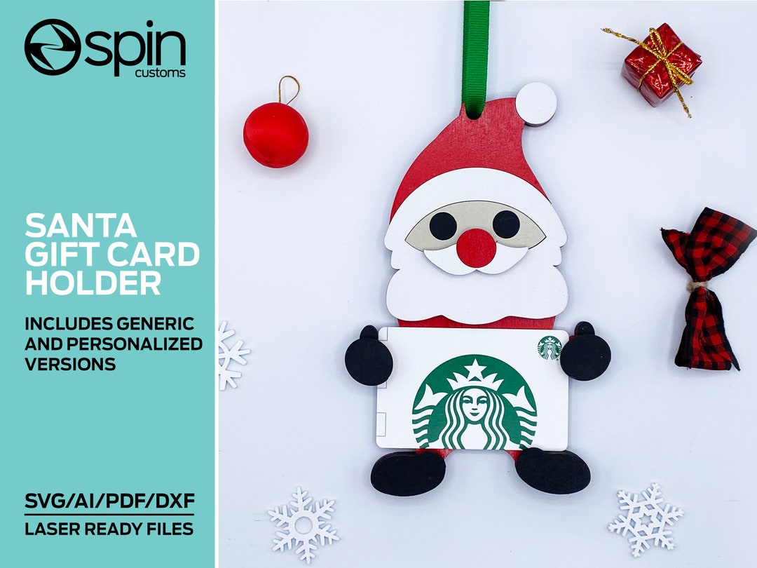Santa Claus Gift Card Holder Christmas Ornament - Laser Cut File ...
