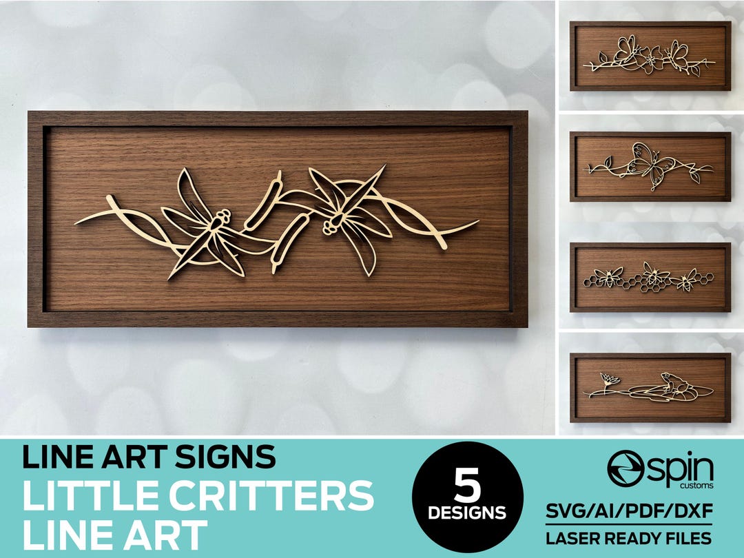 Little Critters Line Art Signs - 5 Designs - Glowforge and Lightburn ...