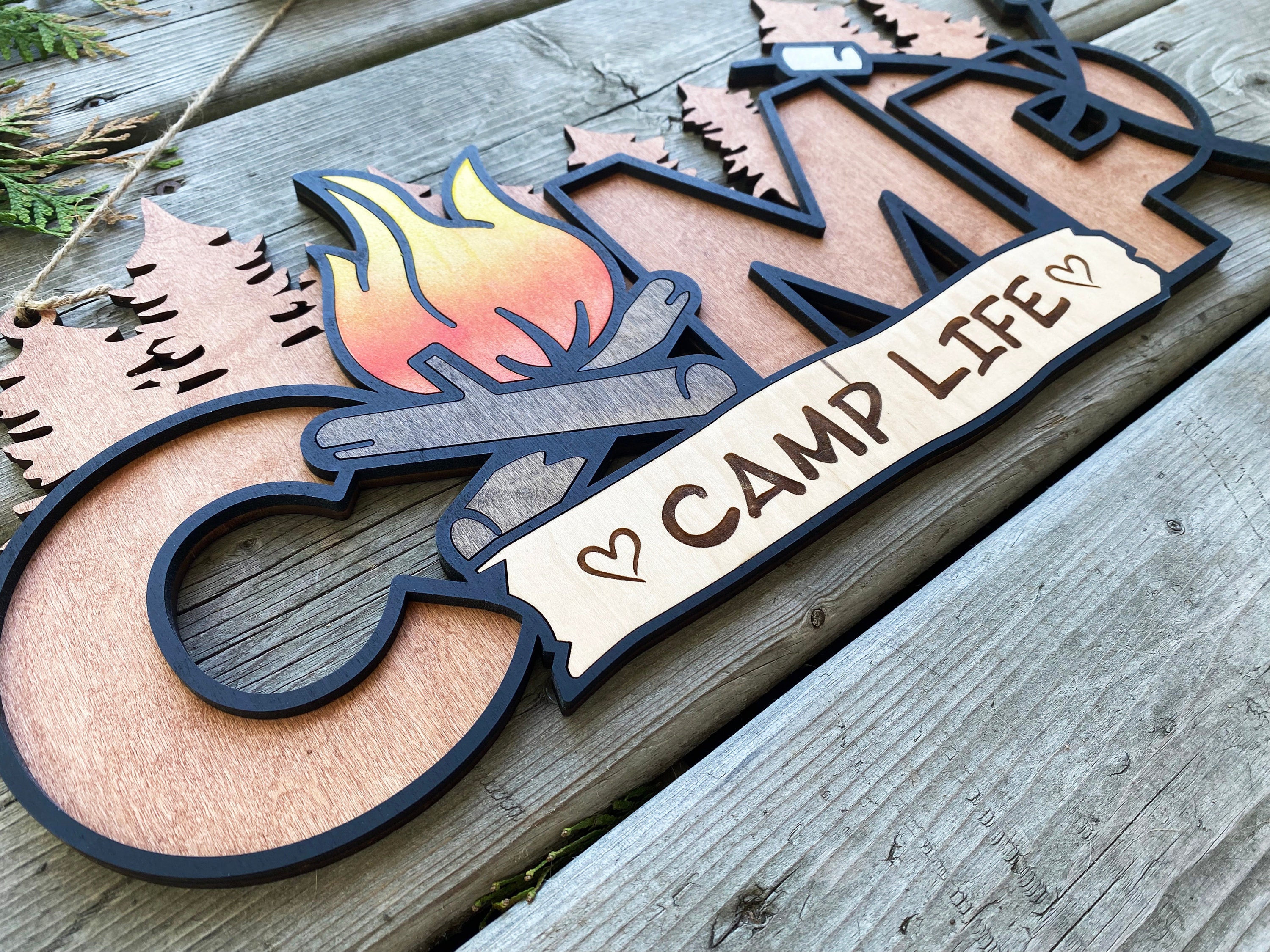 Camping Bonfire Sign - Easy Finish - Laser Cut File - Glowforge and All ...