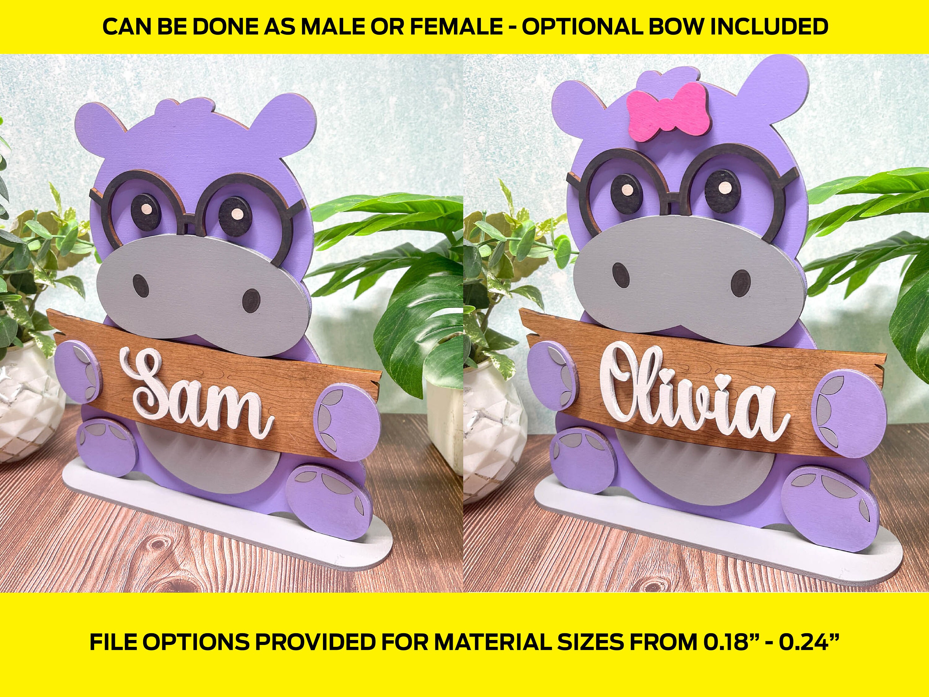 Hippo Stand - Personalizable - Laser Ready File - Glowforge and All ...