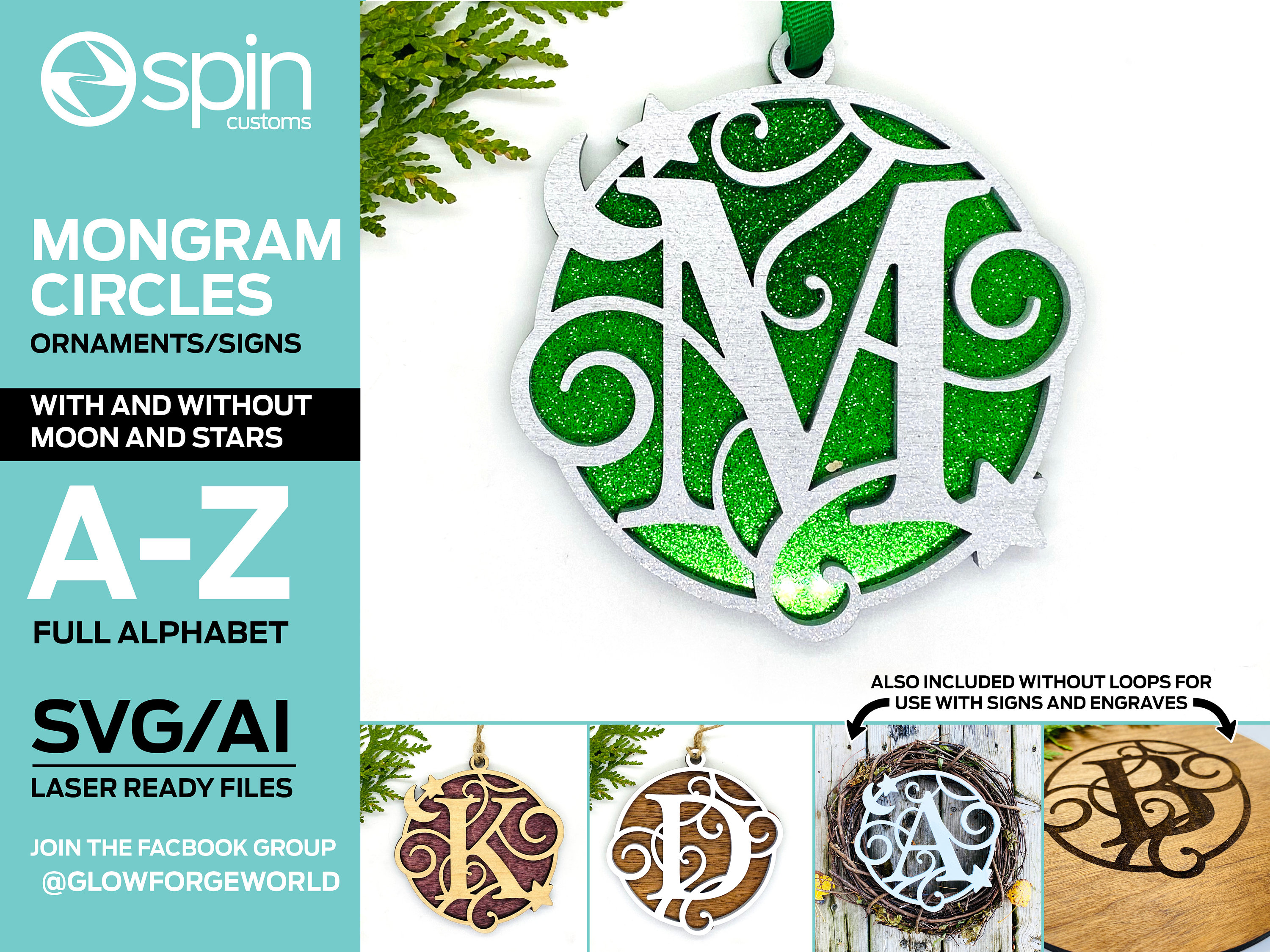 Circle Monograms/ornaments FULL ALPHABET Laser Ready File - Etsy