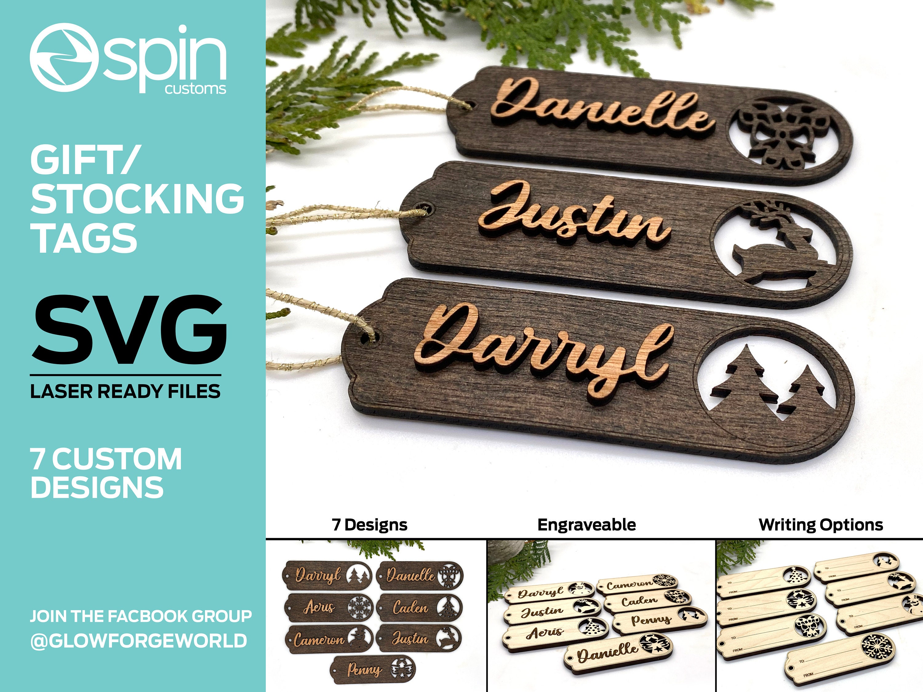 Gift/stocking Tags Laser Ready Files SVG Glowforge - Etsy Canada
