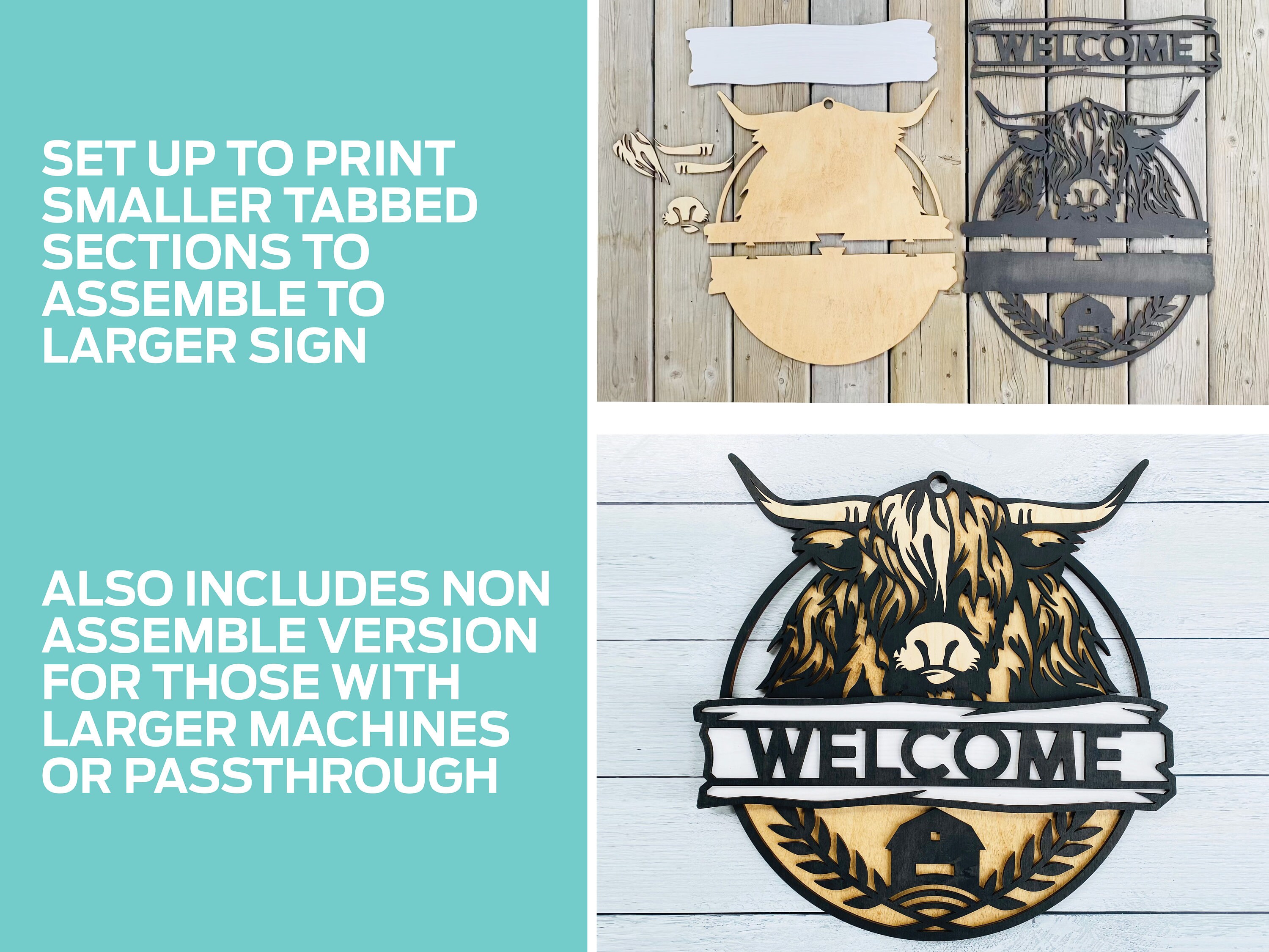 Multi-layer Assemble and Non Assemble Highland Cow Sign - Etsy