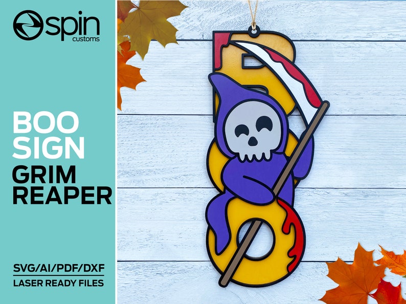 GRIM REAPER boo Sign Halloween Laser Ready - Etsy