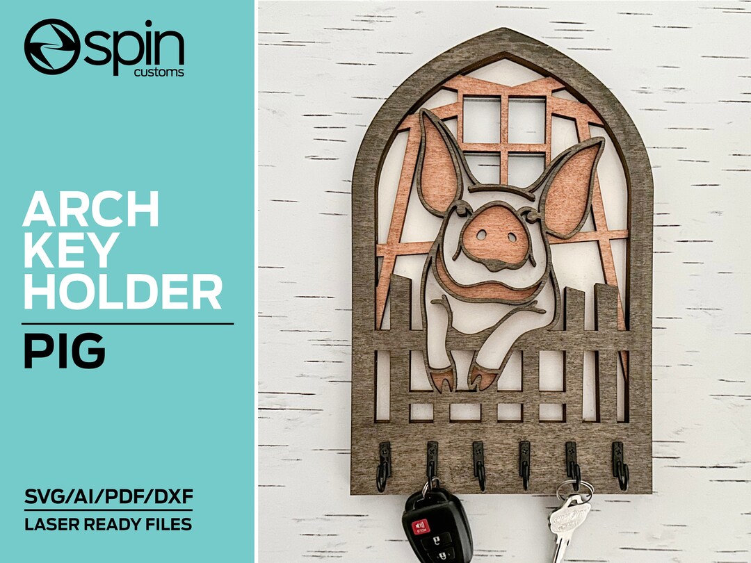 Pig Arch Key Hanger or Decor - Laser Ready File - Glowforge and All ...