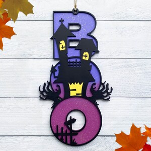 Haunted House "boo" Sign - Halloween - Laser Ready File - Glowforge and ...