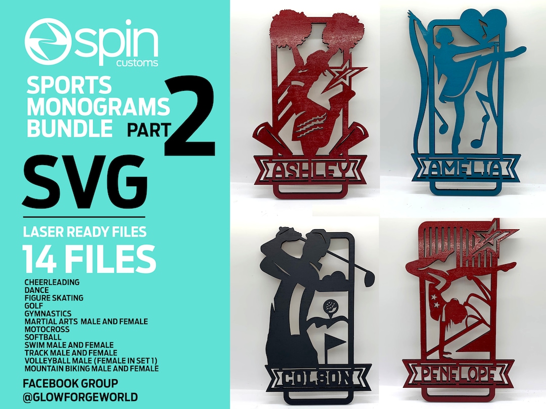 Sports Monogram Bundle Set 2 - Laser Ready SVG Files - Etsy