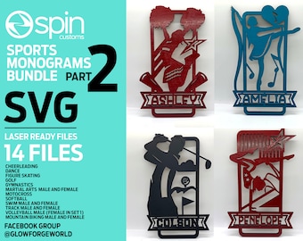 Sports Monogram Bundle Set Laser Ready SVG Files | Etsy