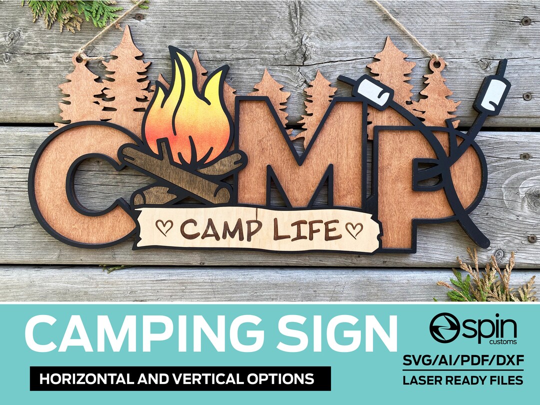 Camping Bonfire Sign - Easy Finish - Laser Cut File - Glowforge and All ...