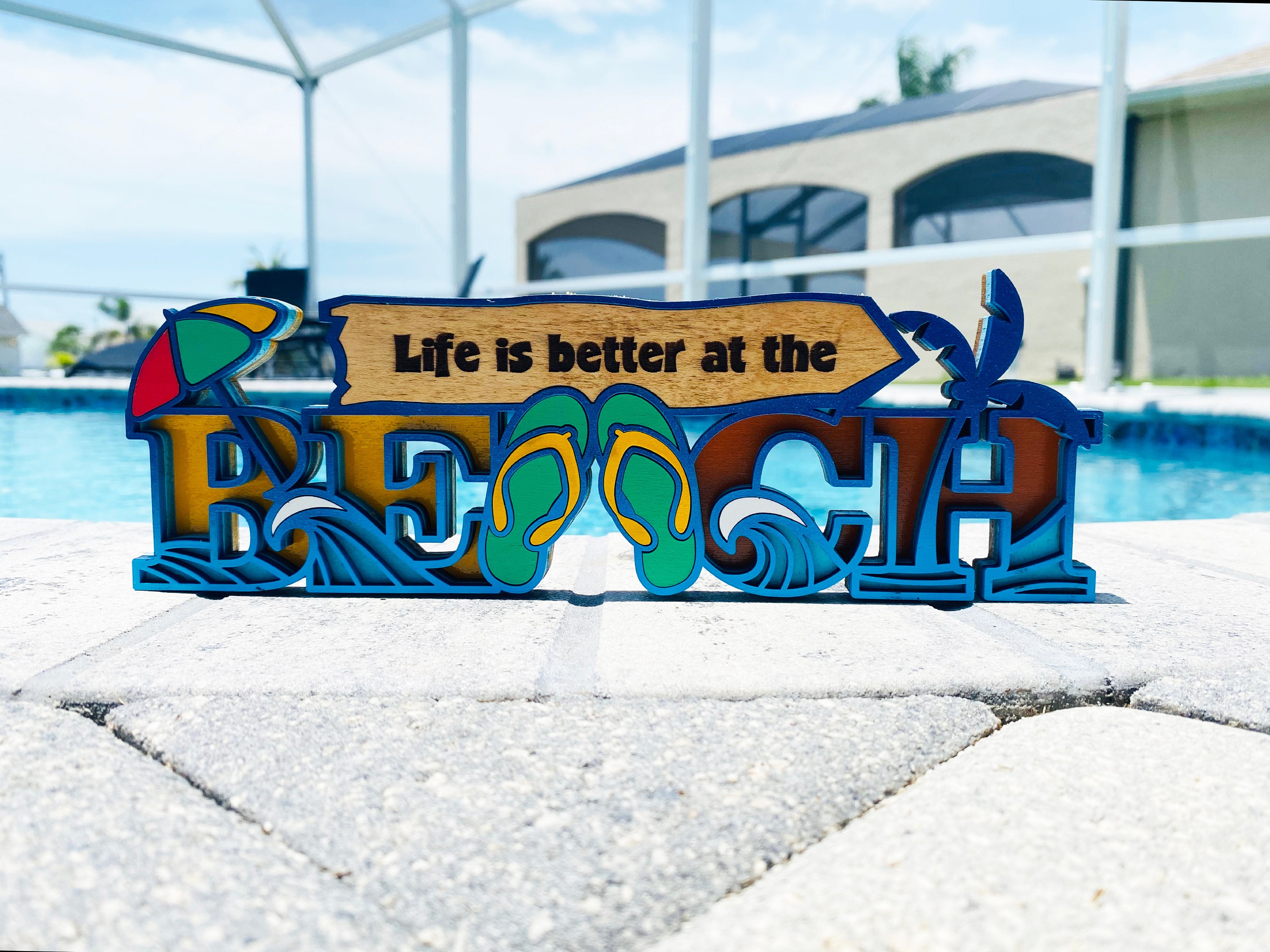 Beach Sign and Stands - Laser Cut Files - Glowforge and All Lasers - Etsy