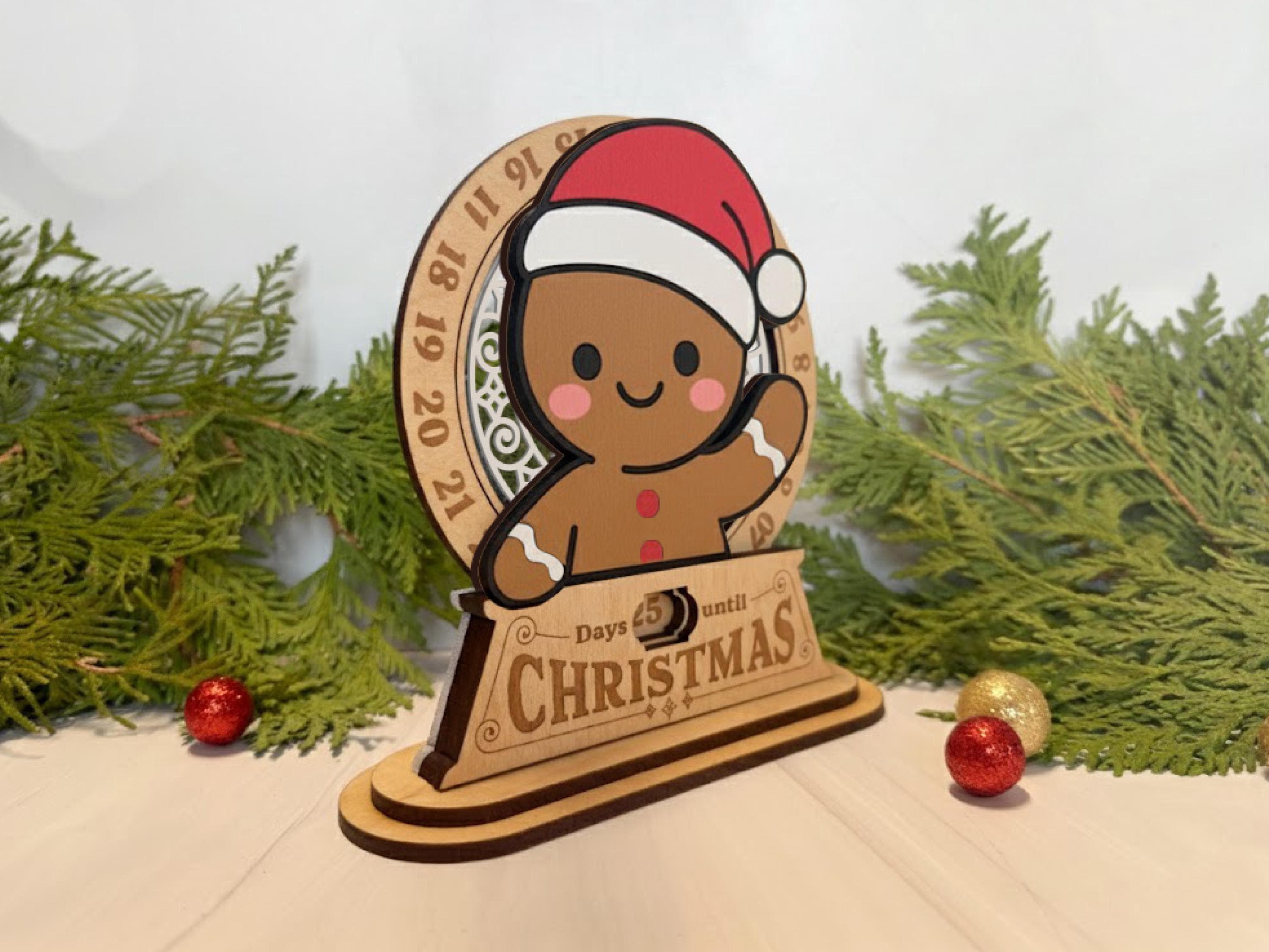 Gingerbread Man Christmas Countdown Advent Calendar Stand - 2 ...