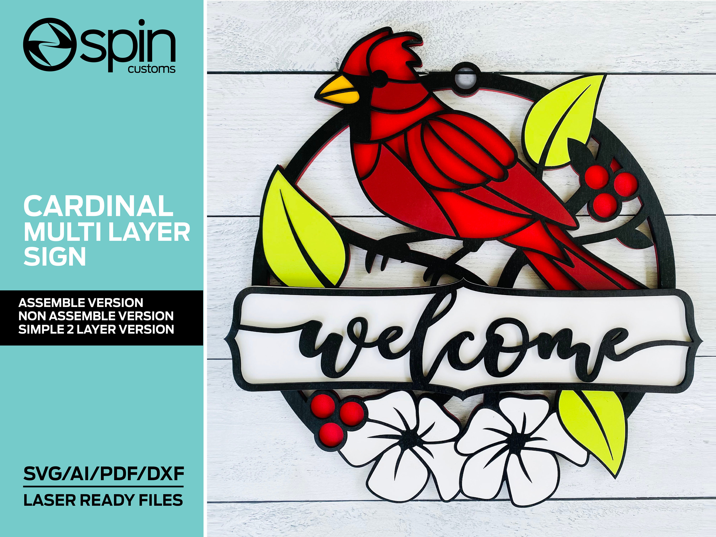 Layered Assemble and Non Assemble Cardinal Laser Cut File - Etsy