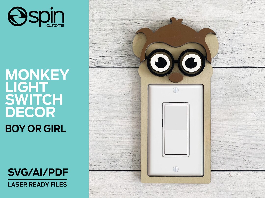 Monkey Light Switch Decor - Laser Ready File - Glowforge and All Laser ...