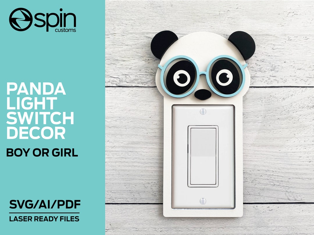 Panda Light Switch Decor - Laser Ready File - Glowforge and All Laser ...