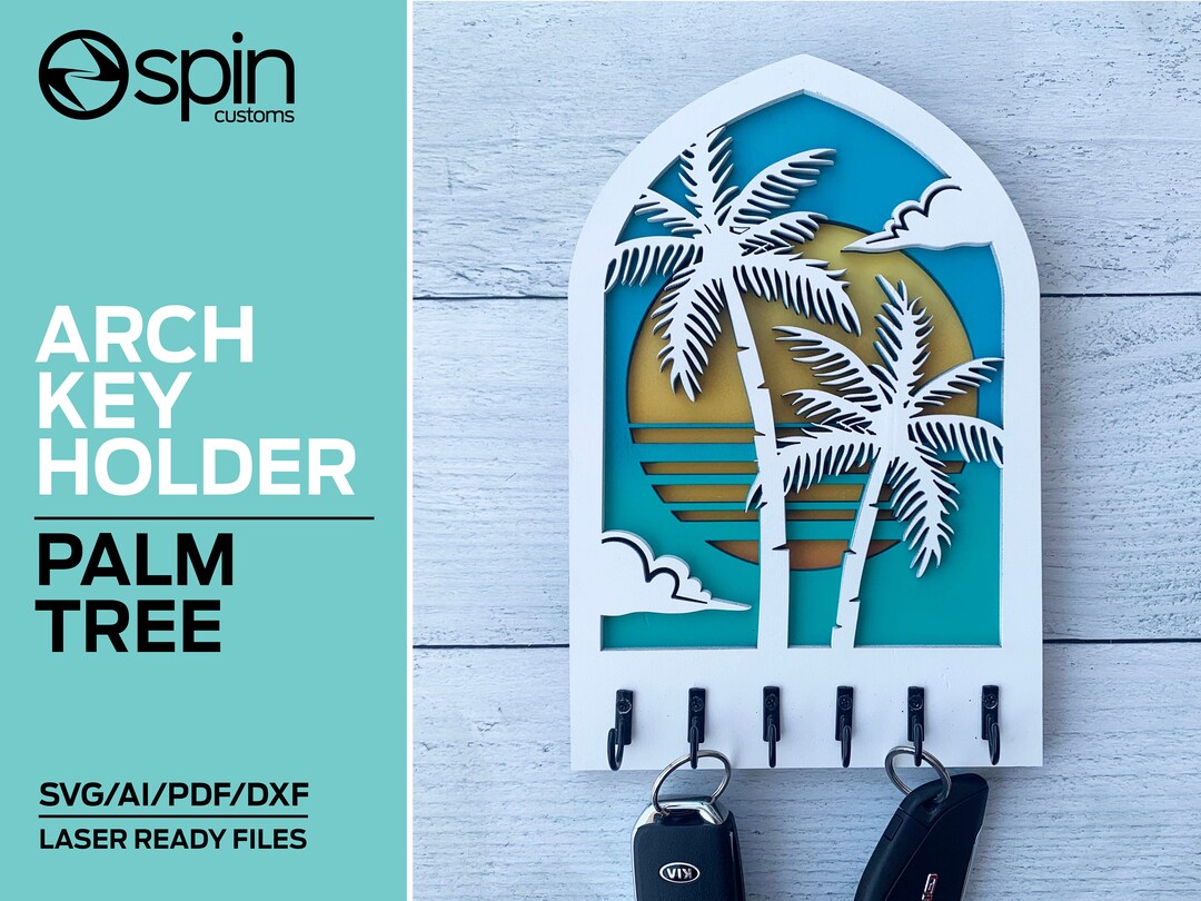 Palm Trees Arch Key Hanger or Decor - Laser Ready File - Glowforge and ...