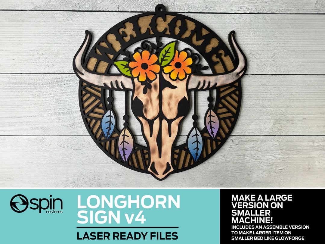 Longhorn Sign Version 4 - Multi-layer Assemble and Non Assemble - Laser ...