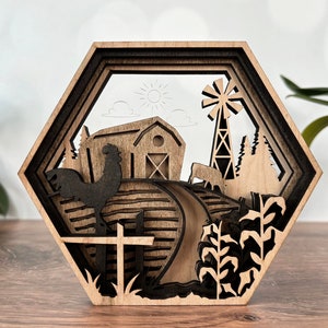 Hexagon Shadow Box Design - Laser Ready File - 8 Designs - Glowforge ...