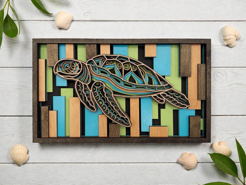 Layered Sea Turtle Sign - Laser Ready File - All Lasers - Etsy