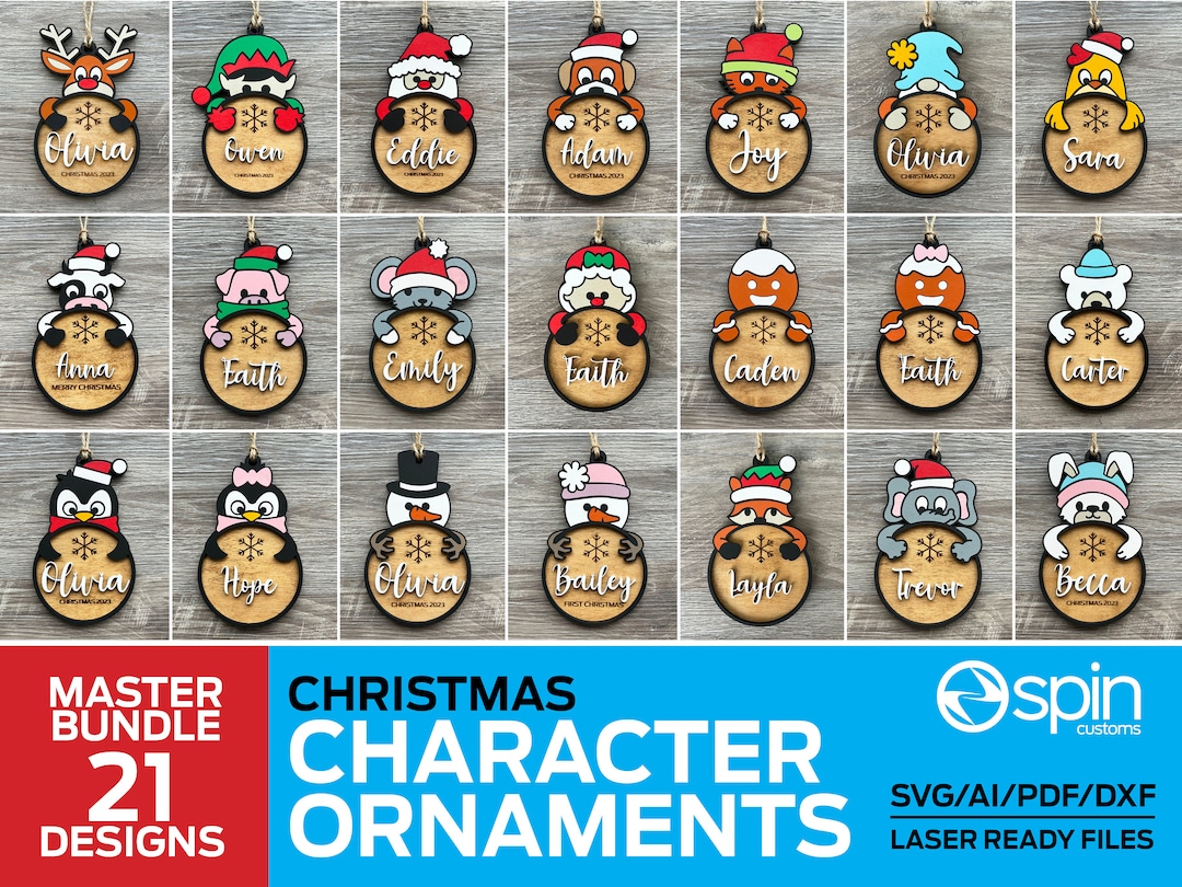 Christmas Character Ornaments - 21 Designs - Master Bundle ...