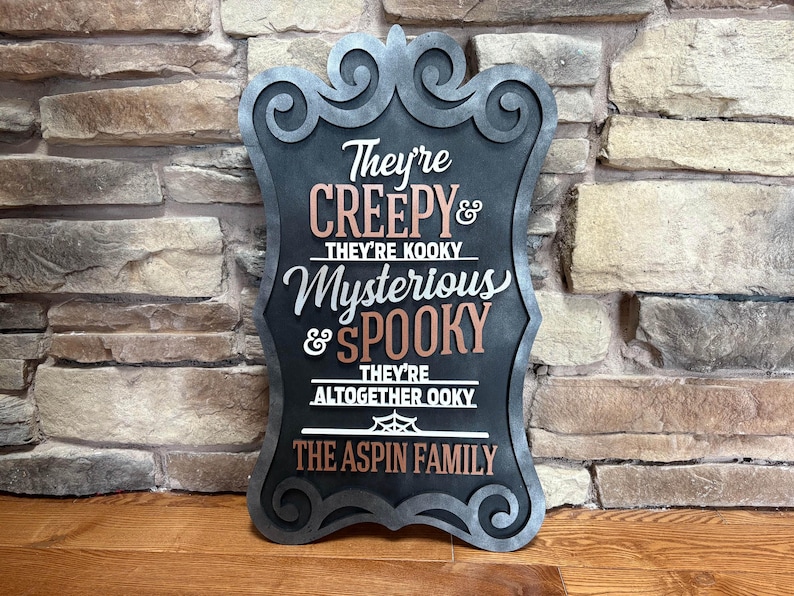 Addams Family Style Family Sign - Laser Cut File - Easy Finishing - for ...