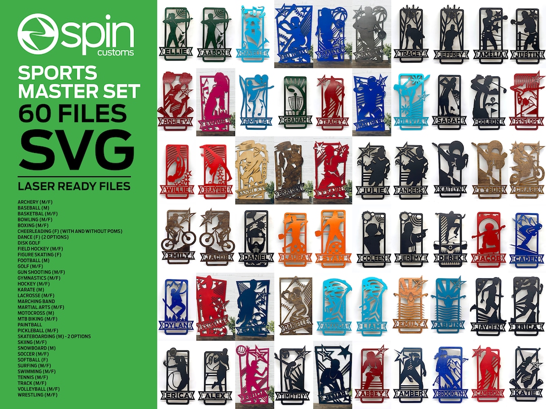 MASTER BUNDLE - Sports Monograms - 60 Designs - SVG - Laser Cut Files ...