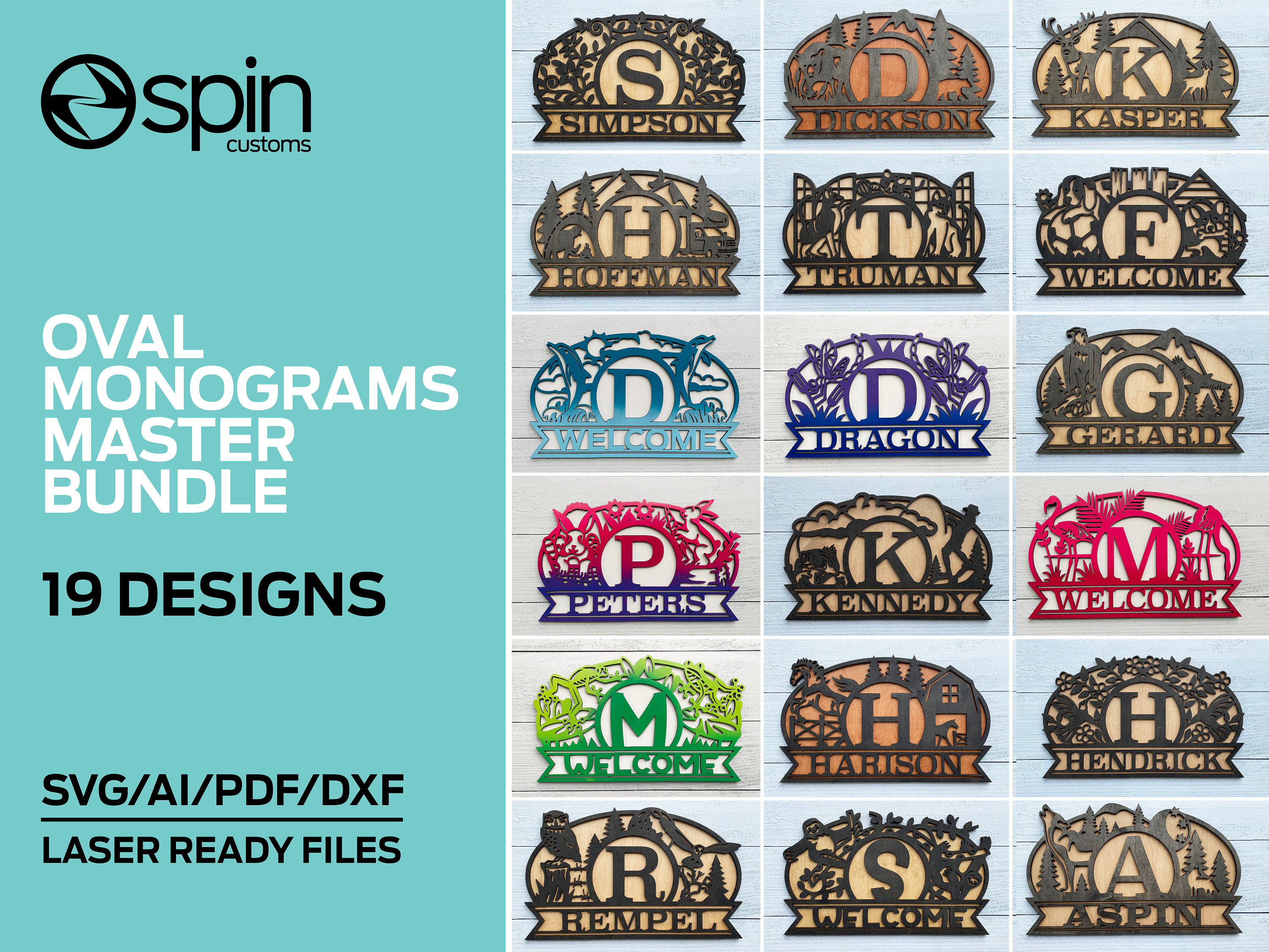Oval Monograms Master Bundle 19 Designs Laser Ready Cut - Etsy