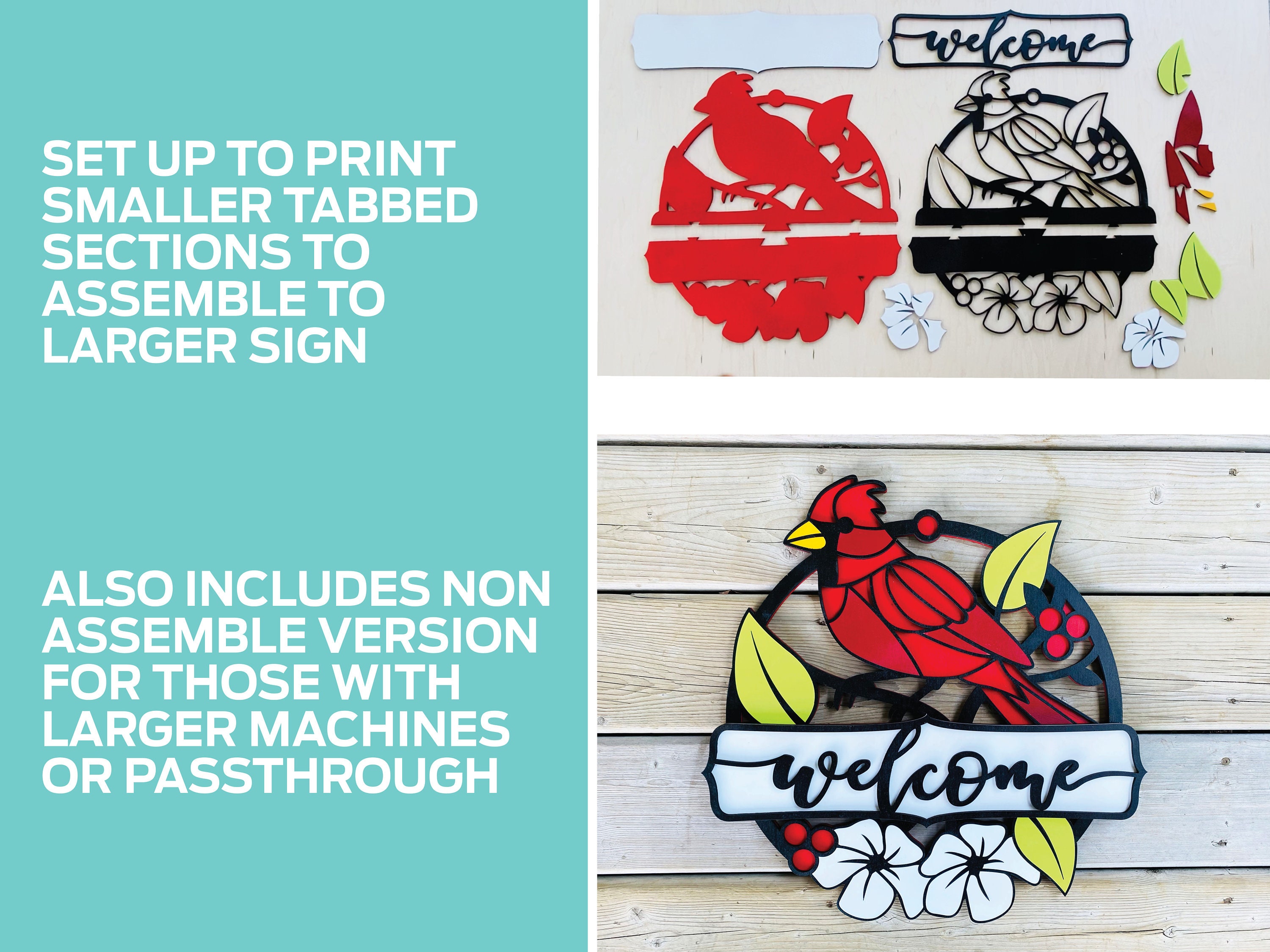 Layered Assemble and Non Assemble Cardinal Laser Cut File - Etsy