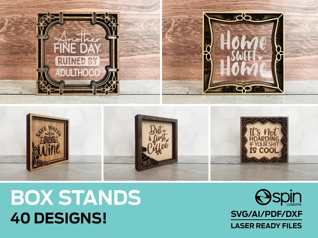 Box Stands - 40 Designs - Laser Ready Files - Glowforge and Lightburn ...