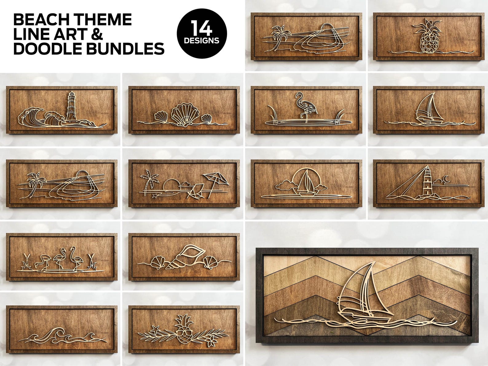 BUNDLE #2 - Line Art Signs - 102 Designs - Glowforge and Lightburn ...