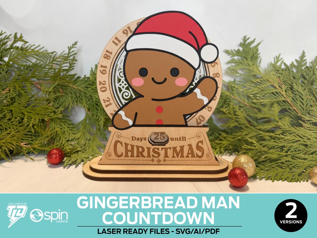 Gingerbread Man Christmas Countdown Advent Calendar Stand - 2 ...