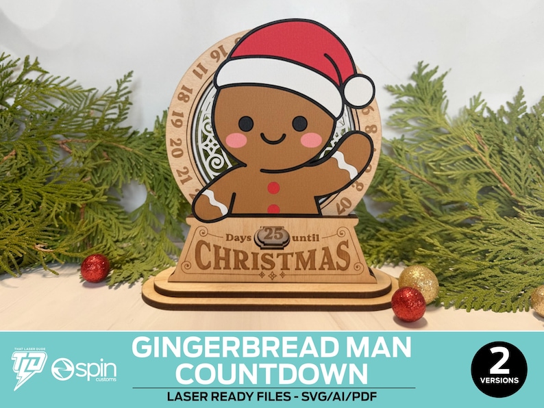 Gingerbread Man Christmas Countdown Advent Calendar Stand - 2 ...