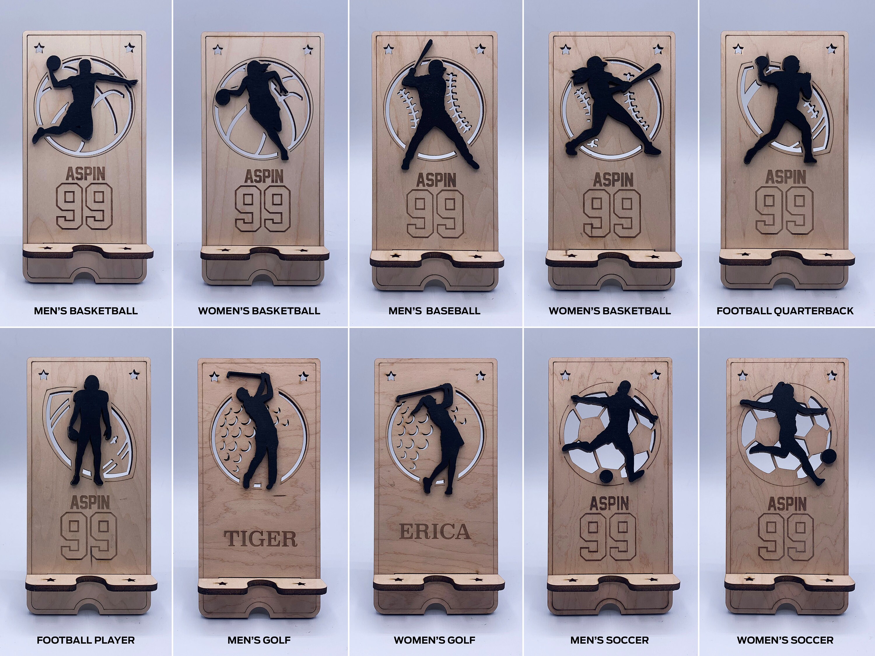 Sports and Recreation Cell Phone Stands - 66 Designs - Laser Ready File ...