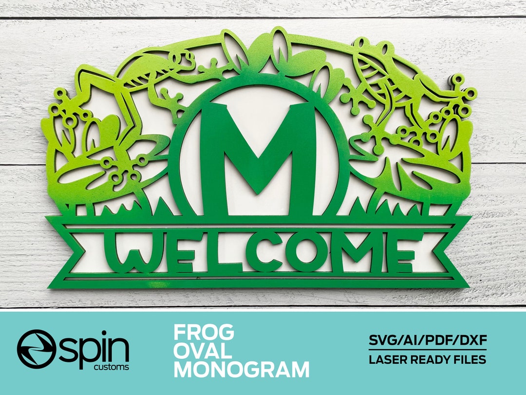 Frog Oval Monogram - Laser Ready Cut Files - Customizable - Etsy