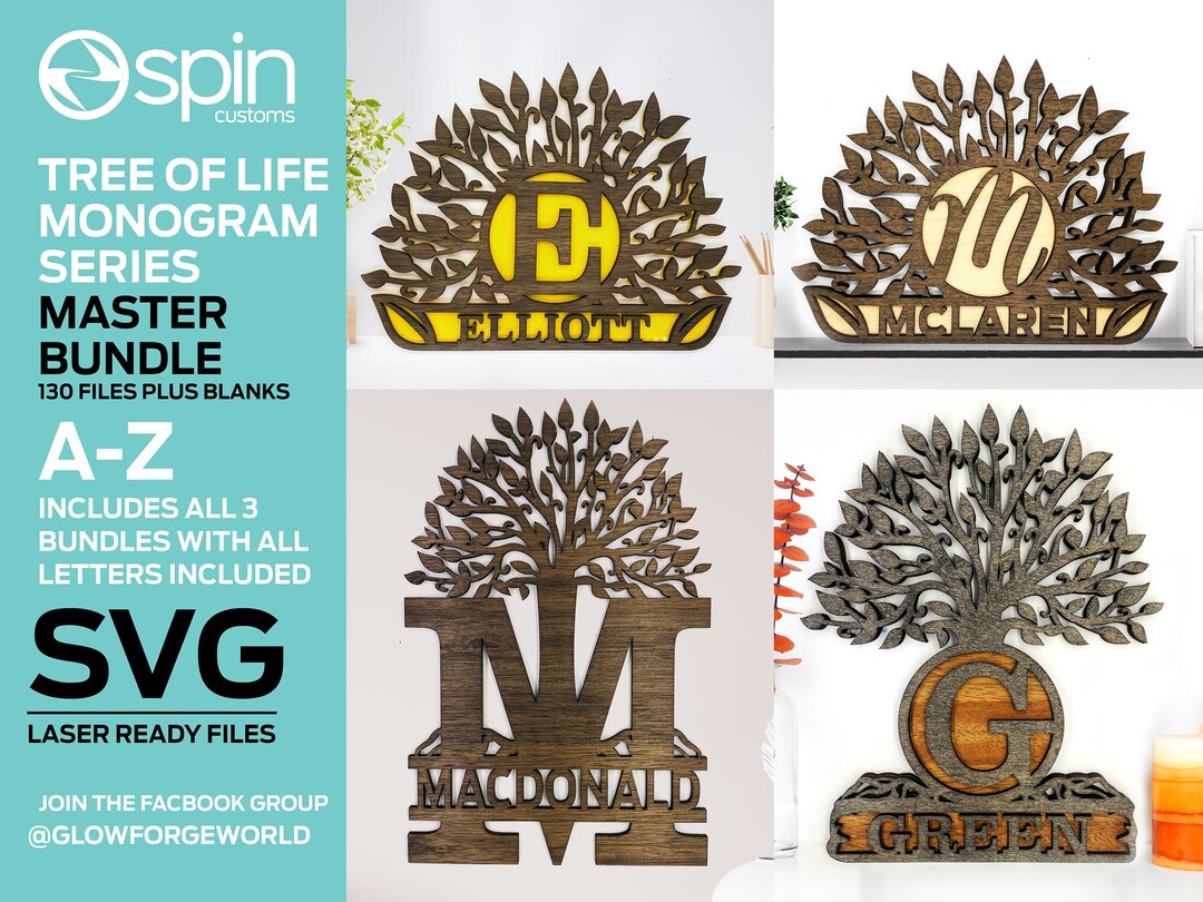 Tree of Life Monogram - MASTER BUNDLE - SVG - Laser Ready Files ...