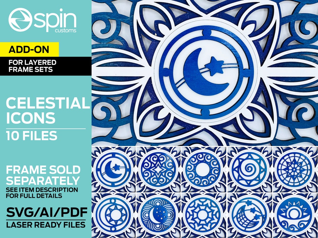 Celestial Icons for Layered Frame Sets - ADD ON FILE - Laser Ready File ...